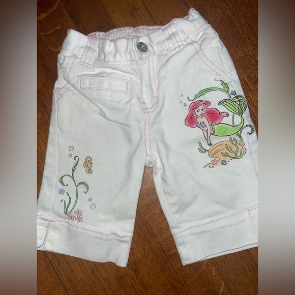 Disney | Bottoms | Vintage The Little Mermaid White Denim Capris Disney ...